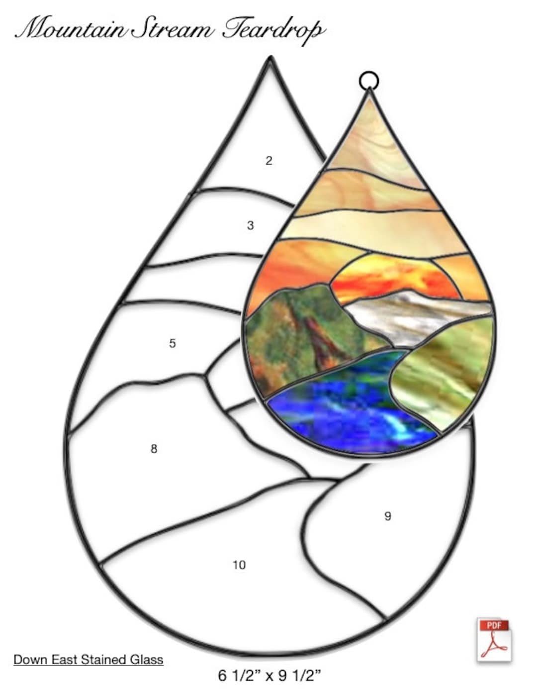 Mountain Stream Teardrop Stained Glass Pattern - Etsy