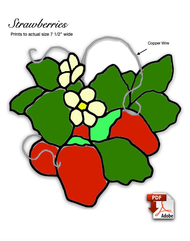Strawberries Stained Glass Pattern - Etsy