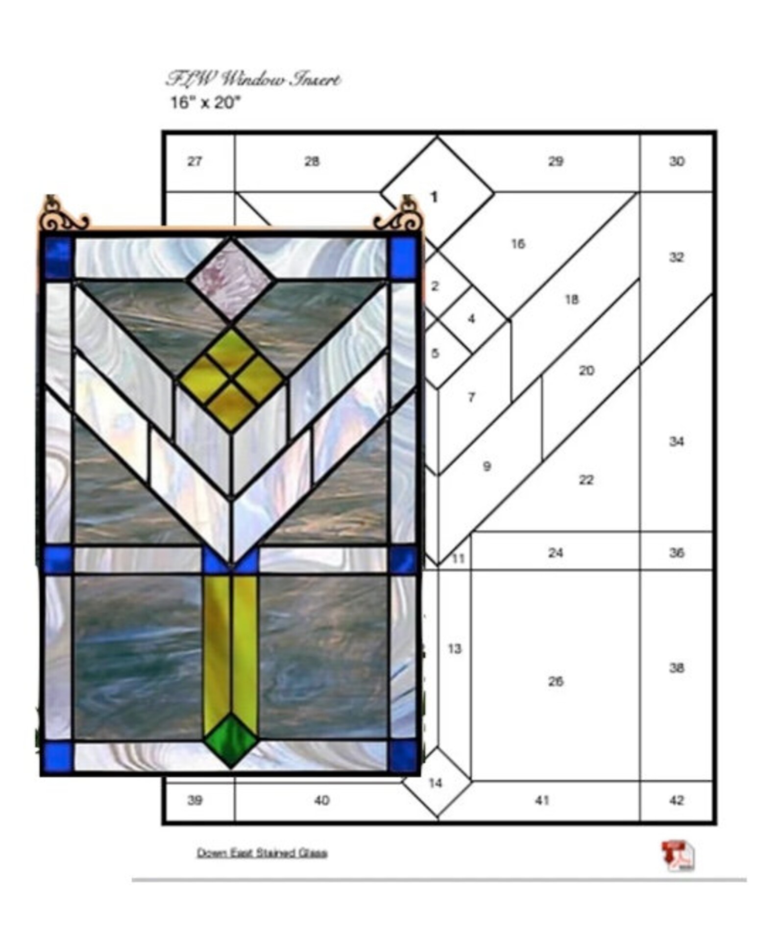 FLW (frank Lloyd Wright) Window Insert Stained Glass Pattern - Etsy