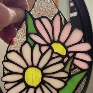 Daisies Teardrop Stained Glass Pattern - Etsy