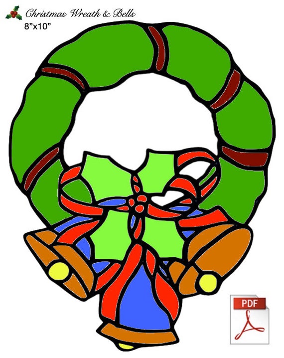 Wreath and Bells Stained Glass Pattern PDF Download - Etsy