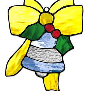 Christmas Bell & Bow Stained Glass Pattern - Etsy