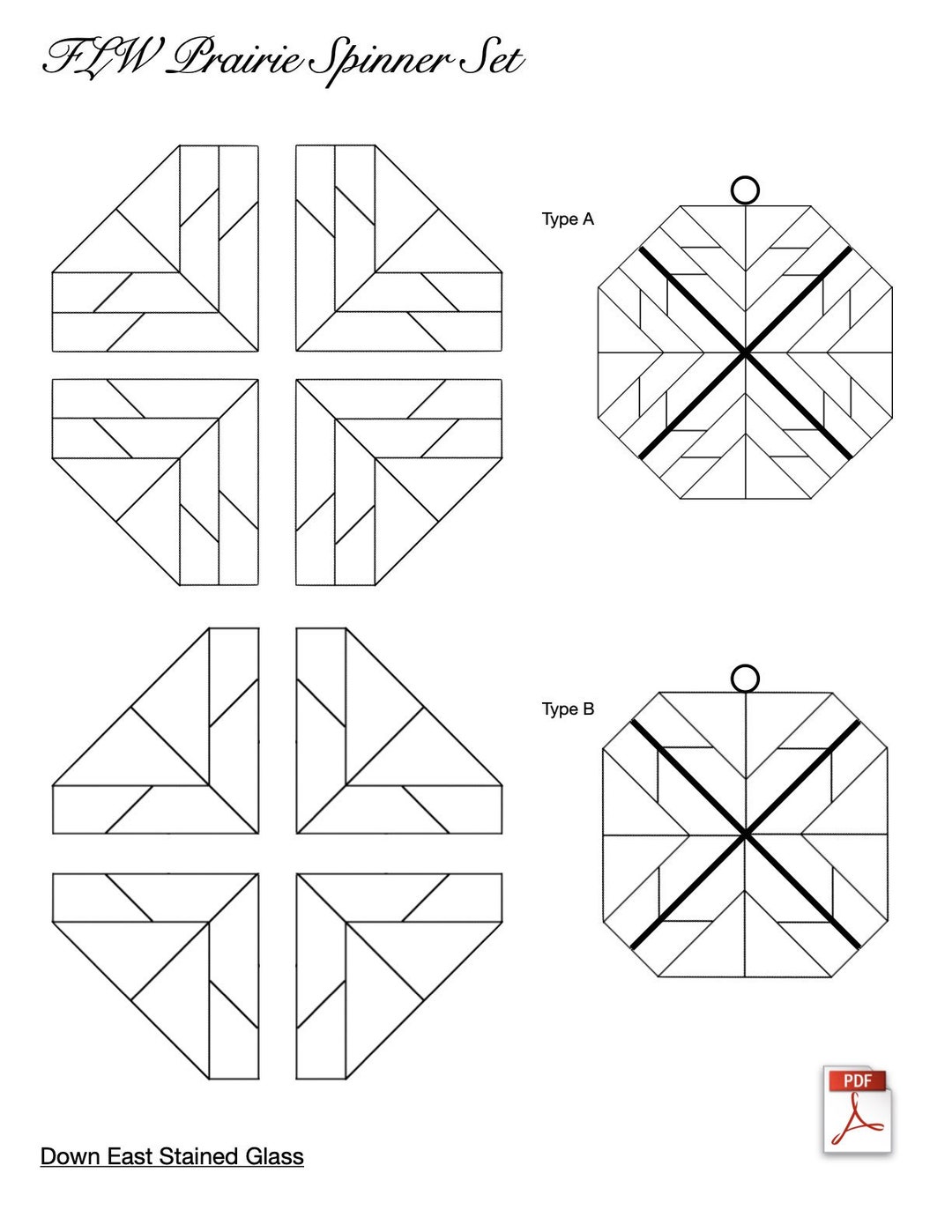 FLW Spinner Stained Glass Pattern Set - Etsy