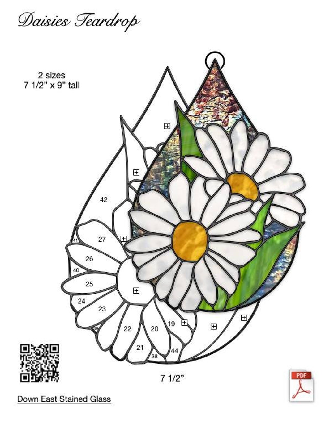 Daisies Teardrop Stained Glass Pattern - Etsy