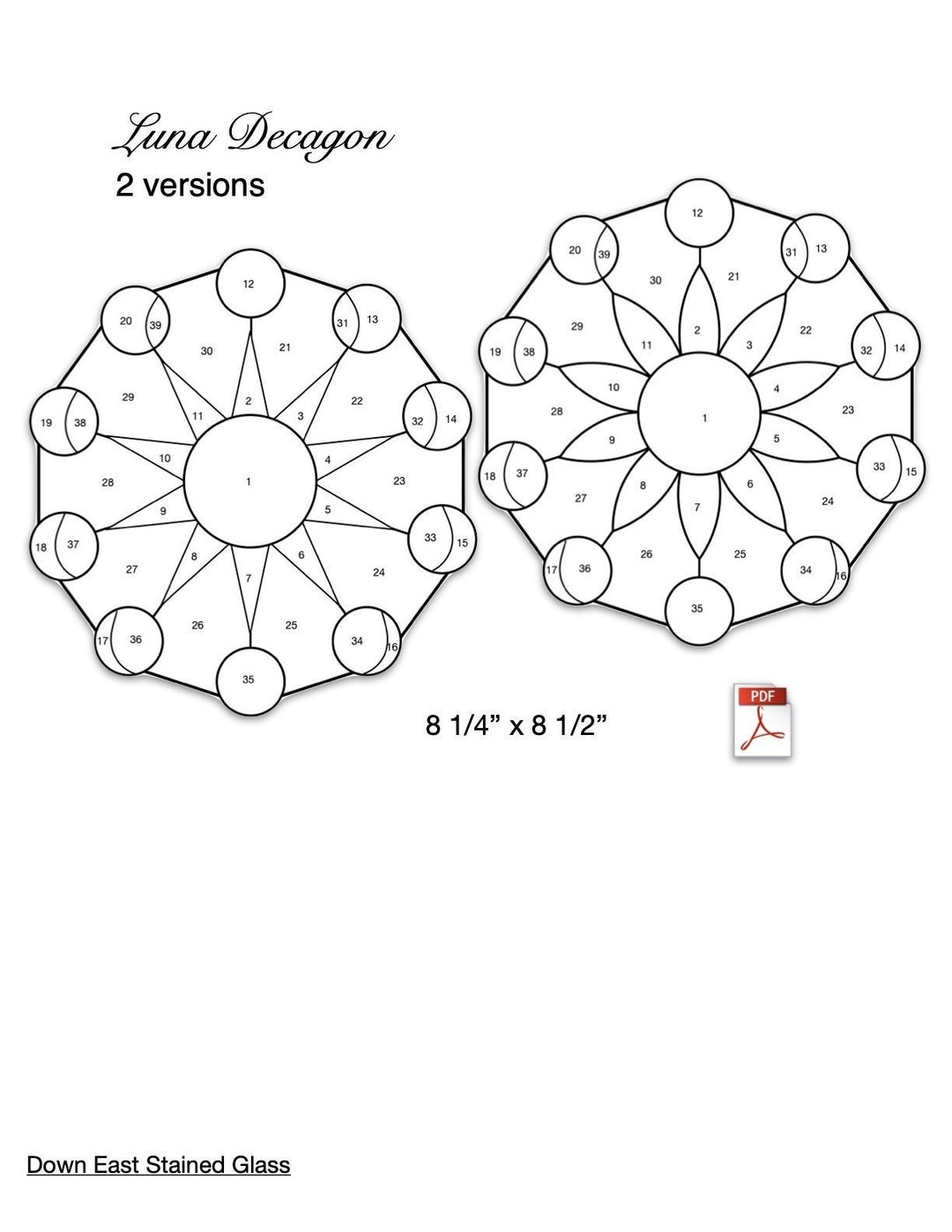 Luna Decagon Stained Glass Pattern 2 Versions - Etsy