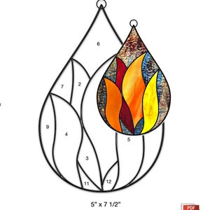Fire Teardrop Stained Glass Pattern - Etsy