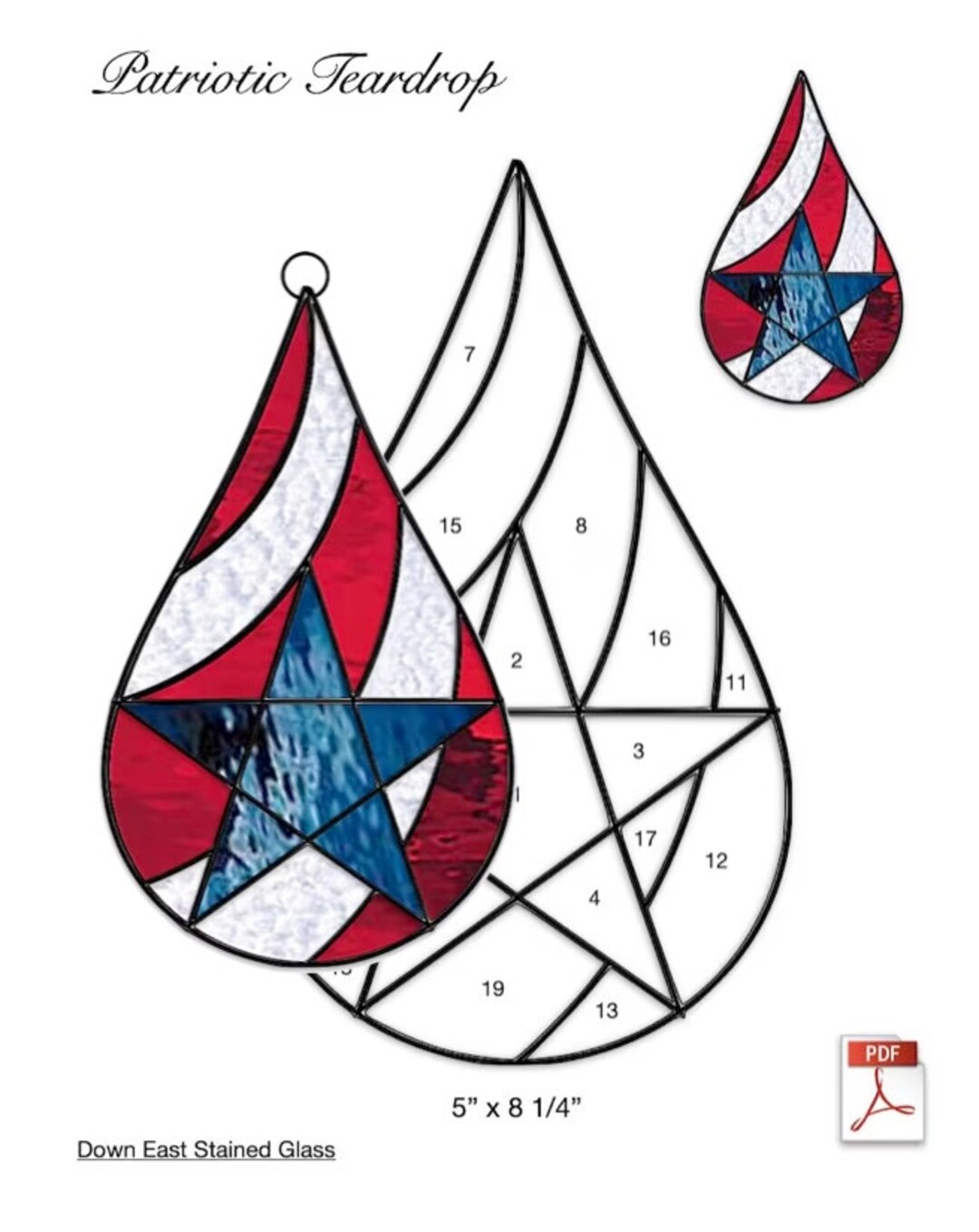 Patriotic Teardrop Stained Glass Pattern - Etsy