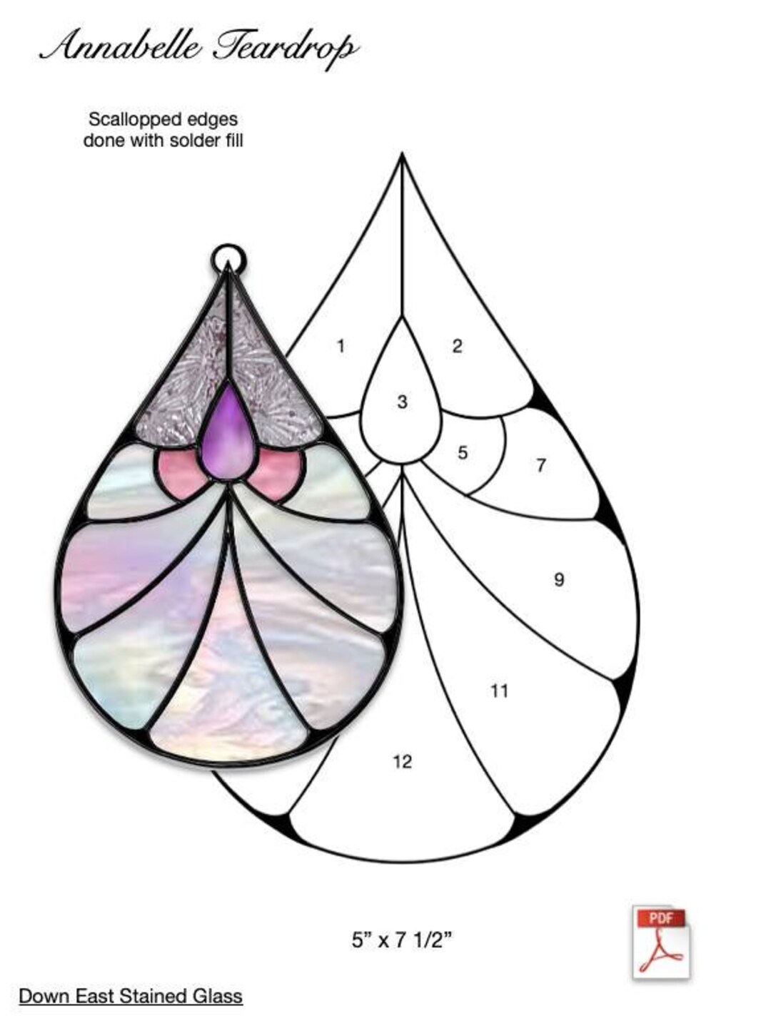 Annabelle Teardrop Stained Glass Pattern - Etsy