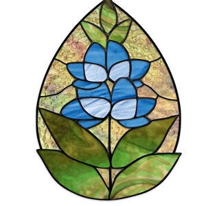Bluebonnet Teardrop Stained Glass Pattern - Etsy
