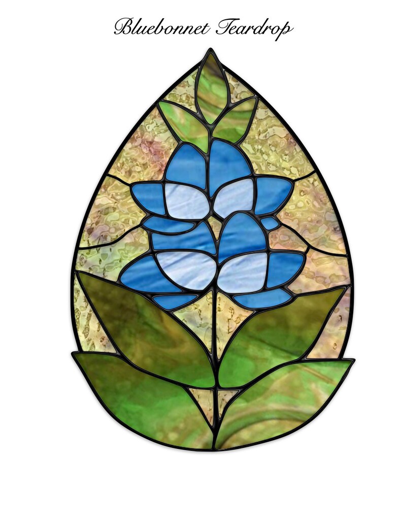Bluebonnet Teardrop Stained Glass Pattern - Etsy