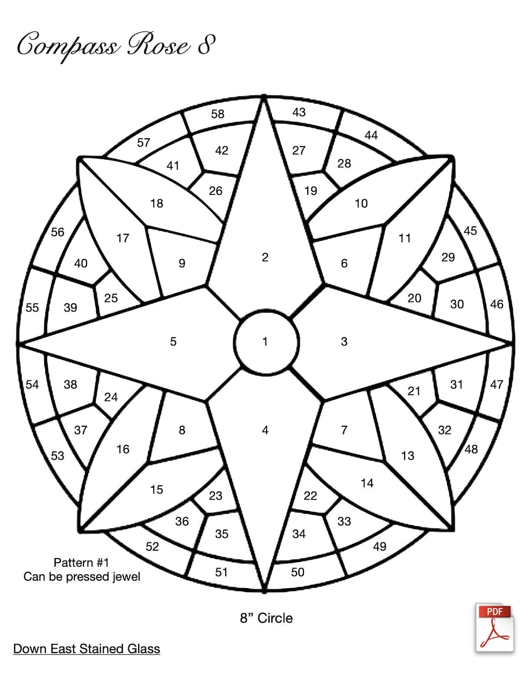 Compass Rose 8 Stained Glass Pattern - Etsy