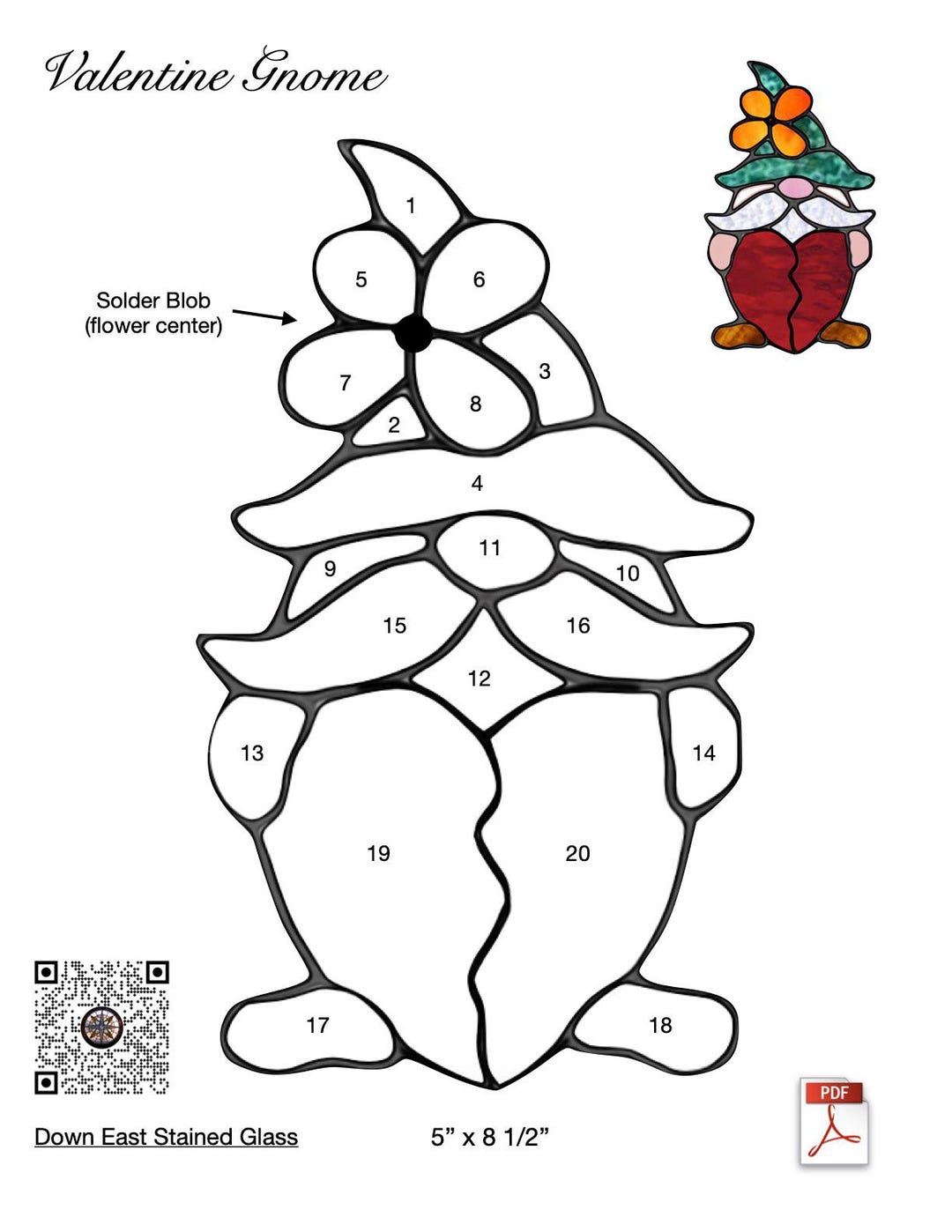 Valentine Gnome Stained Glass Pattern - Etsy