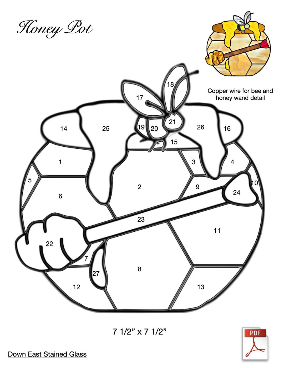 Honey Pot Stained Glass Pattern - Etsy