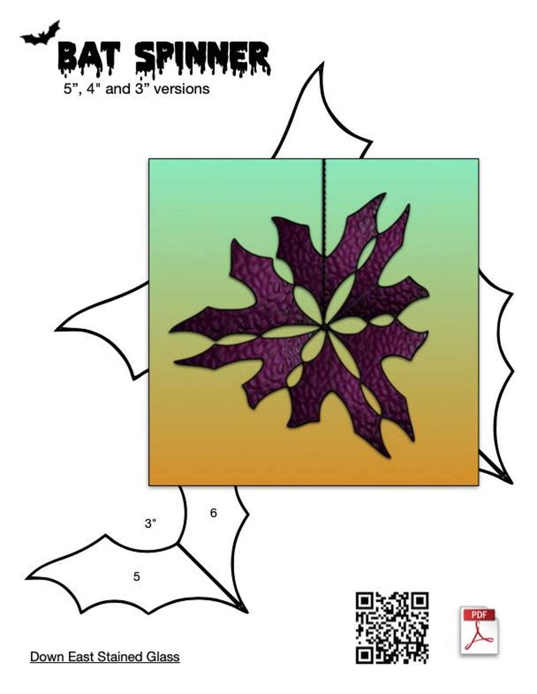 Bat Stained Glass Spinner Pattern~ Halloween - Etsy