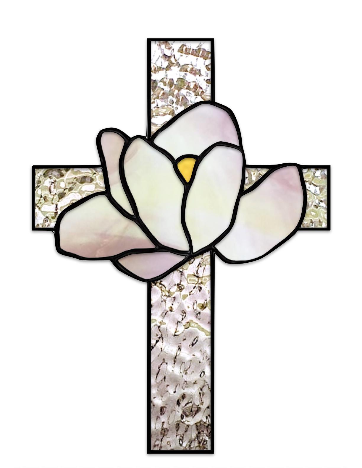 Magnolia Cross Stained Glass Pattern~ PDF - Etsy