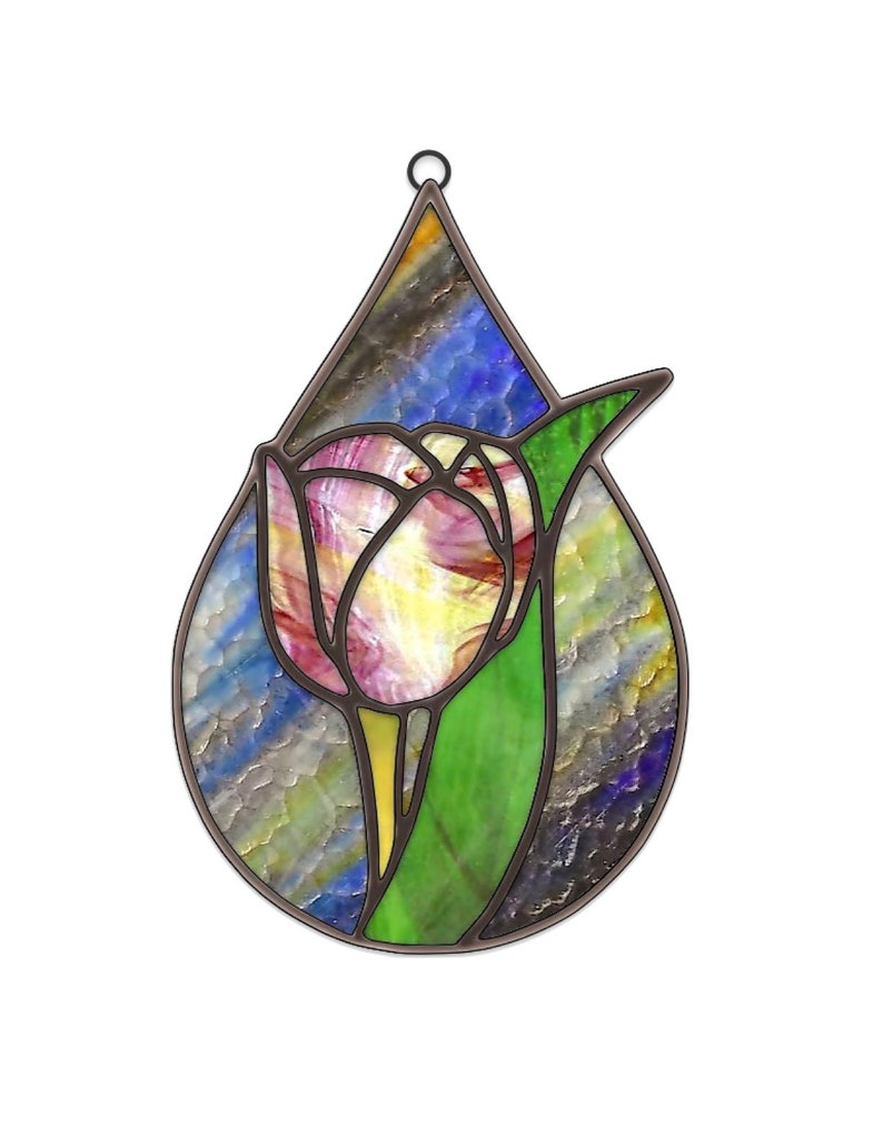 Tulip 2 Teardrop Stained Glass Pattern - Etsy