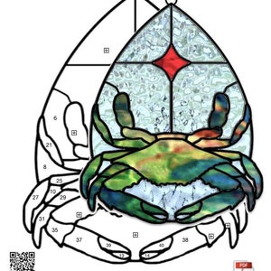 Blue Claw Crab Teardrop Stained Glass Pattern - Etsy