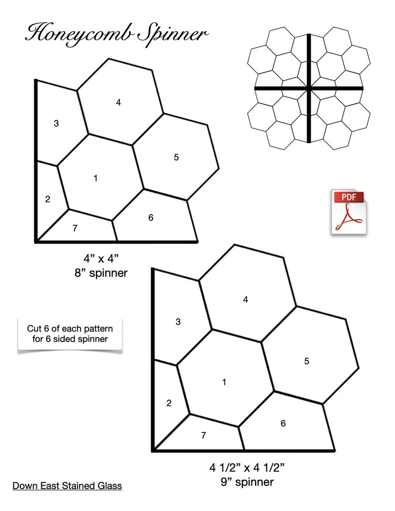 Bee Honeycomb Spinner Stained Glass Pattern Set - Etsy