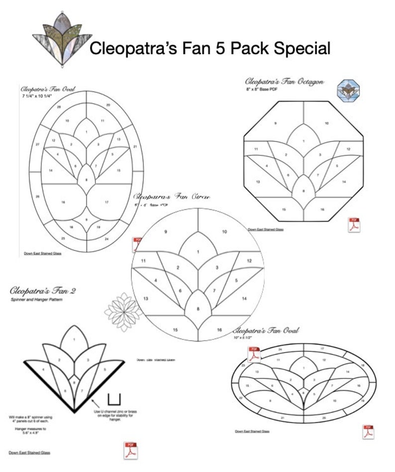 Cleopatra's Fan 5 Pack Stained Glass Pattern Special PDF - Etsy
