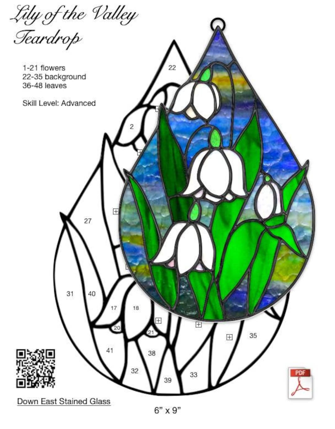 Lily of the Valley Teardrop Stained Glass Pattern - Etsy