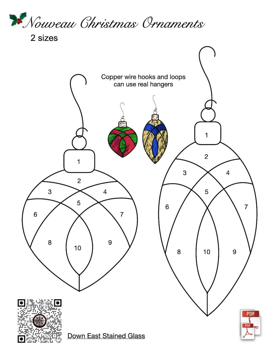 Nouveau Christmas Ornaments | Stained Glass Patterns~ 2 Sizes - Etsy