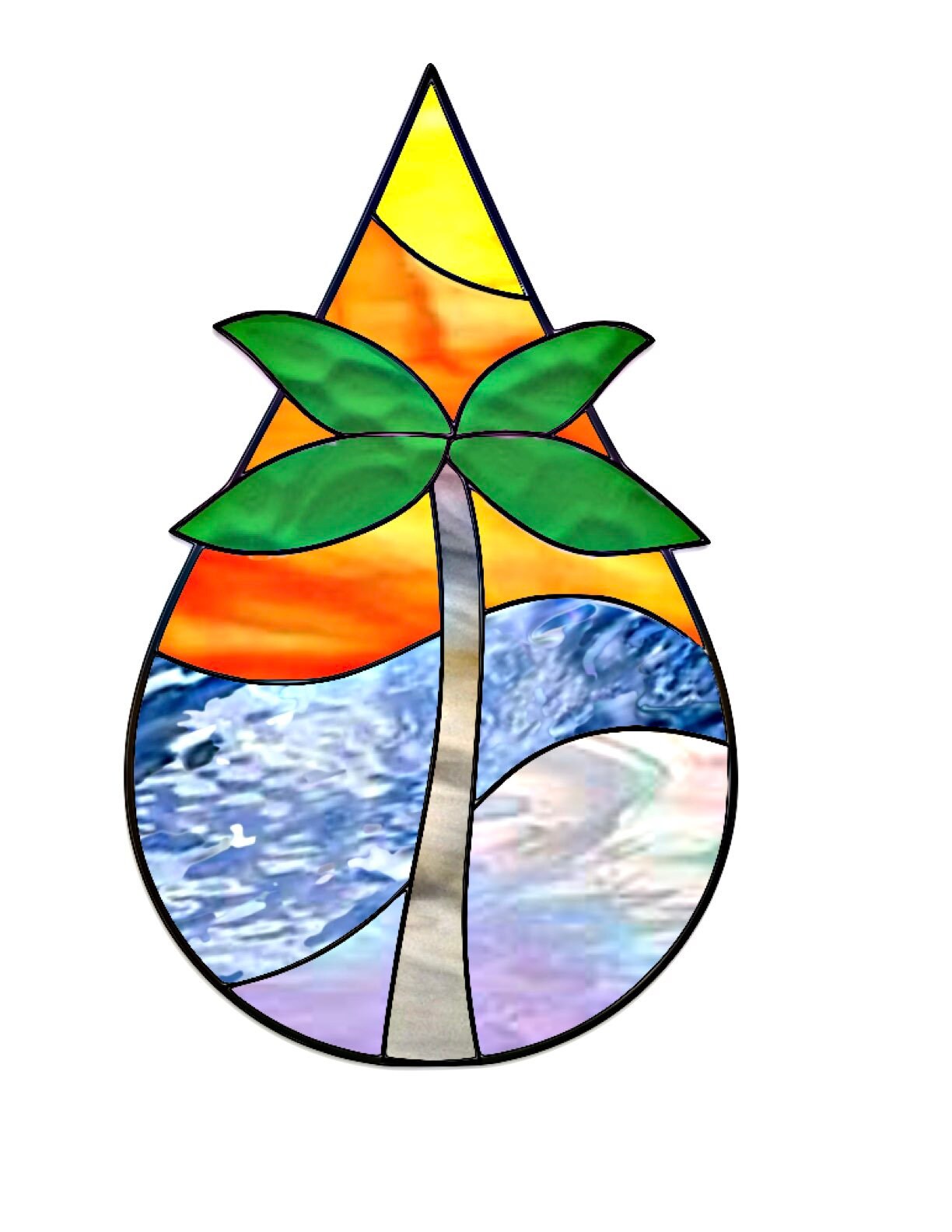 Palm Tree Teardrop Stained Glass Pattern - Etsy