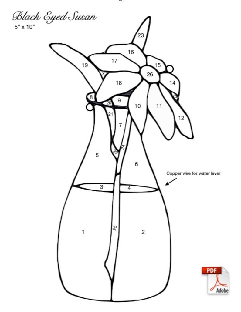 Black Eyed Susan in Milk Bottle Stained Glass Pattern PDF Download - Etsy