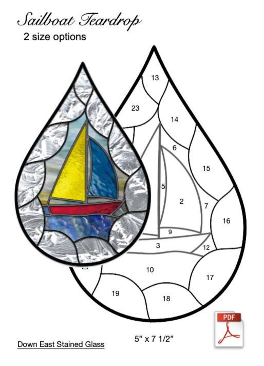 Sailboat Teardrop Stained Glass Pattern - Etsy