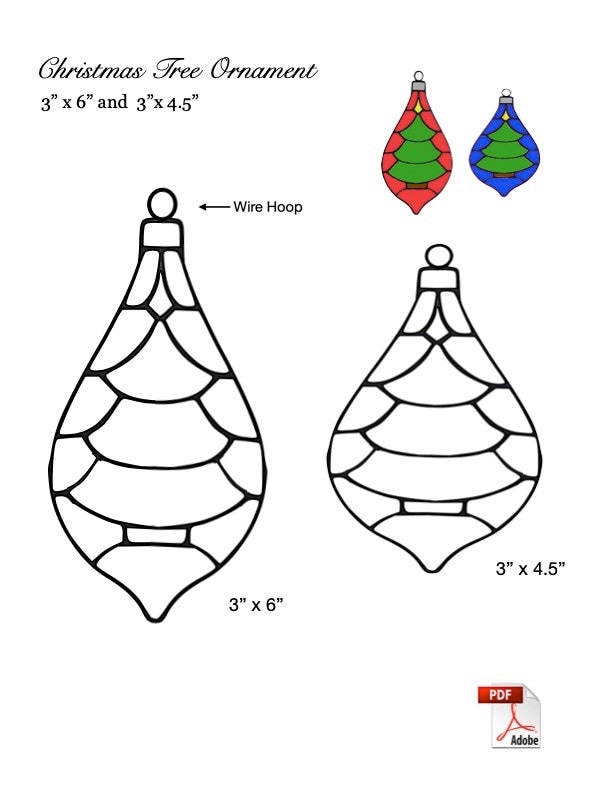 Christmas Tree Ornament Stained Glass Pattern - Etsy