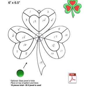 Shamrock & Hearts Stained Glass Pattern PDF - Etsy