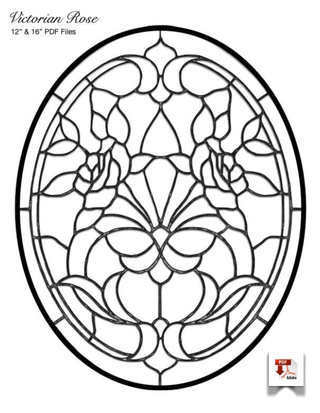 Victorian Rose Stained Glass Pattern - Etsy