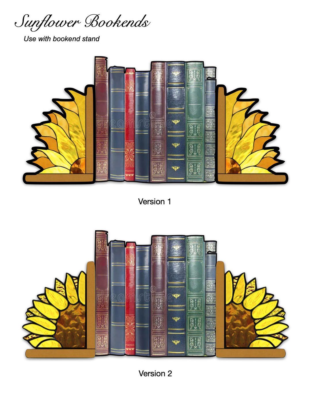 Sunflower Bookends Stained Glass Pattern - Etsy
