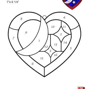 Moon and Stars Heart Stained Glass Pattern - Etsy