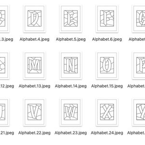 Stained Glass Abstract Alphabet Stained Glass Patterns - Etsy