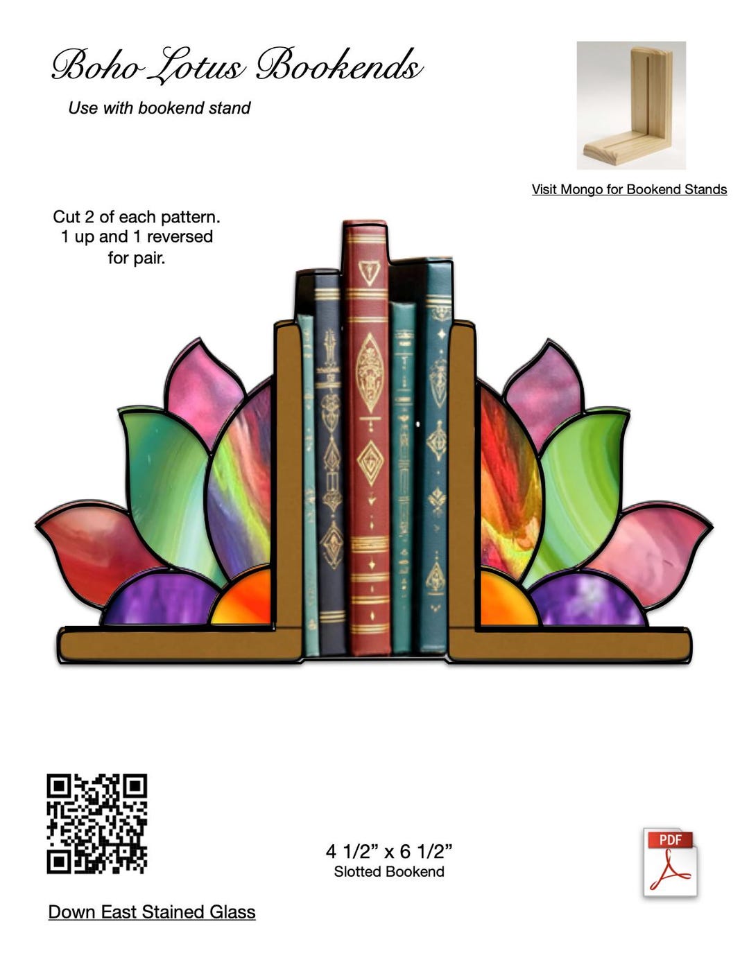 Boho Lotus Bookends Stained Glass Pattern - Etsy