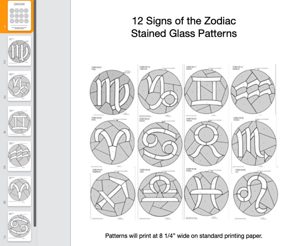 Zodiac Signs Stained Glass Patterns - Etsy