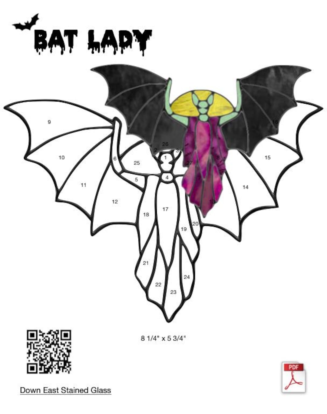 Bat Lady Stained Glass Pattern - Etsy