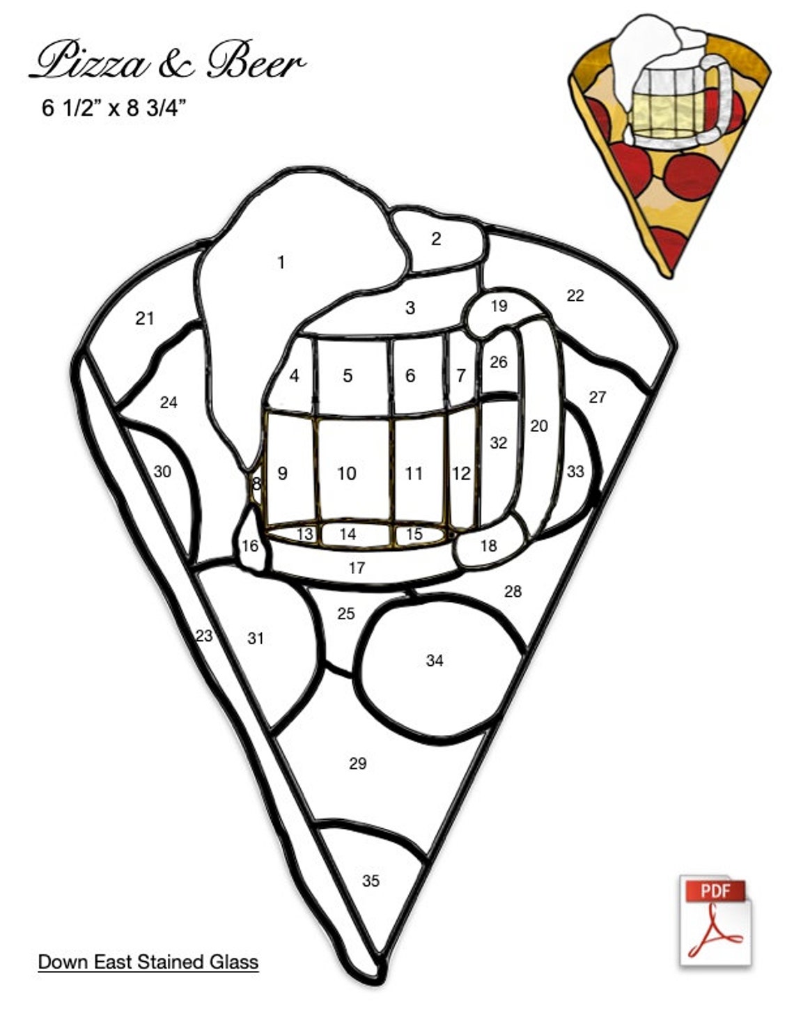 Pizza and Beer Stained Glass Pattern - Etsy
