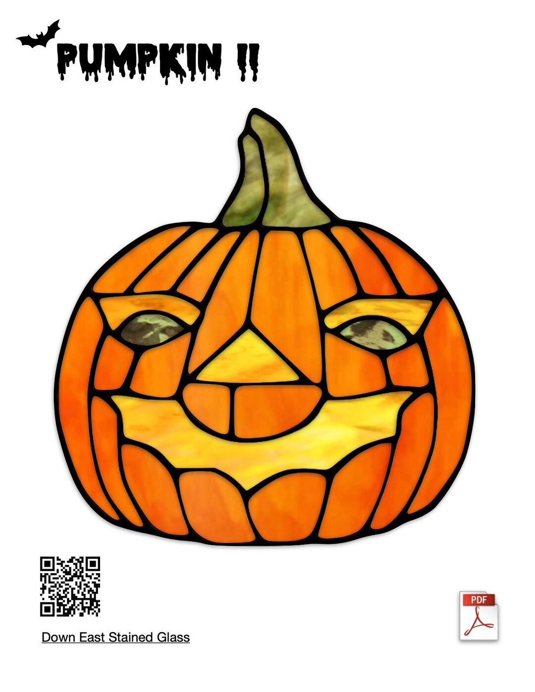 Pumpkin Stained Glass Pattern - Etsy