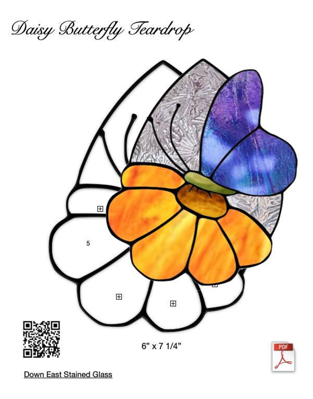 Daisy Butterfly Teardrop Stained Glass Pattern - Etsy
