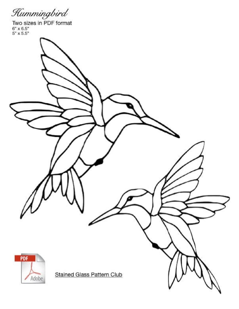 Hummingbird Stained Glass Pattern Download - Etsy