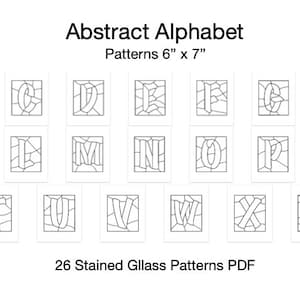 Stained Glass Abstract Alphabet Stained Glass Patterns - Etsy