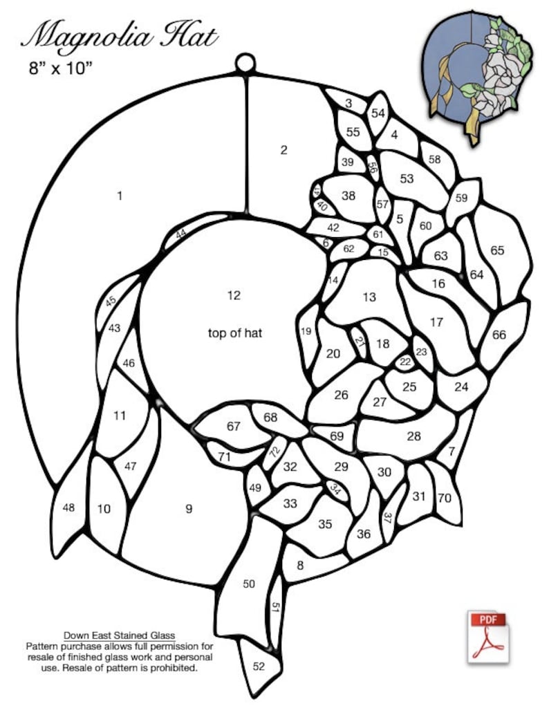 Magnolia Hat Stained Glass Pattern PDF - Etsy