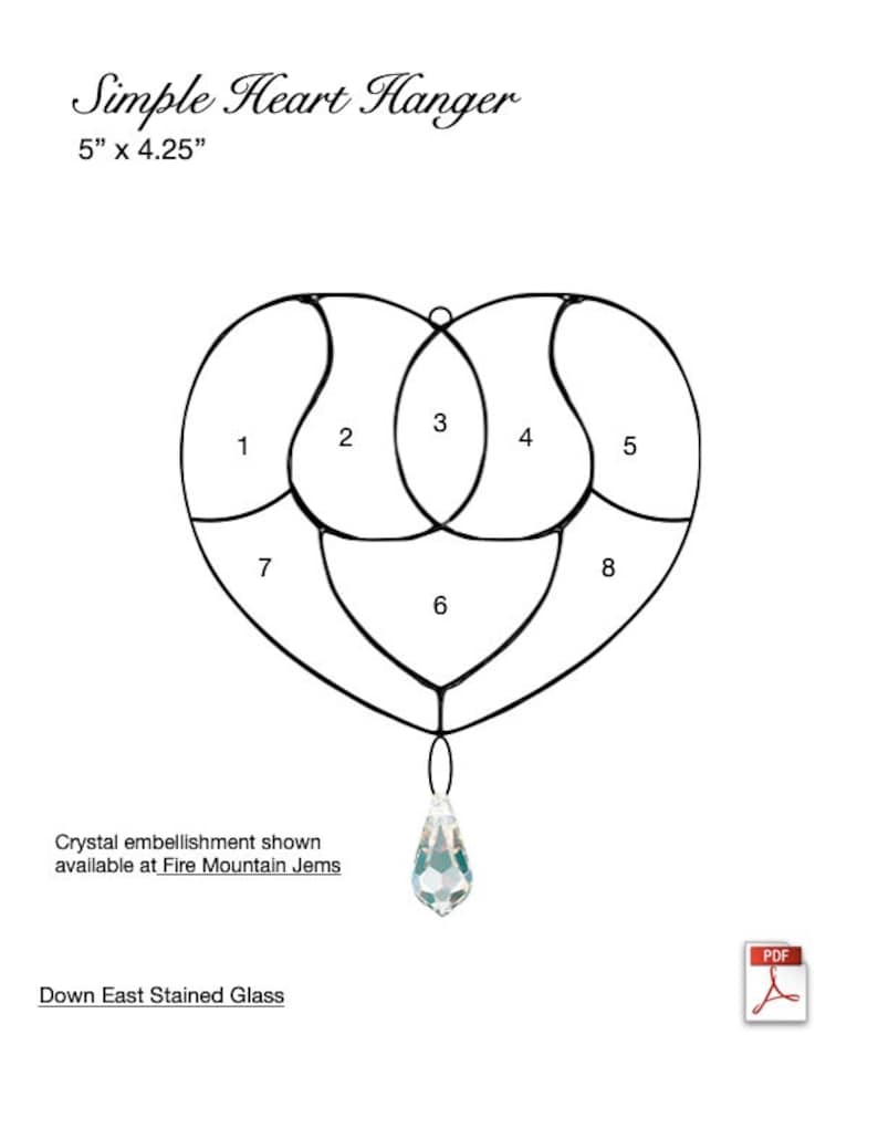 Simple Heart Hanger Stained Glass Pattern - Etsy