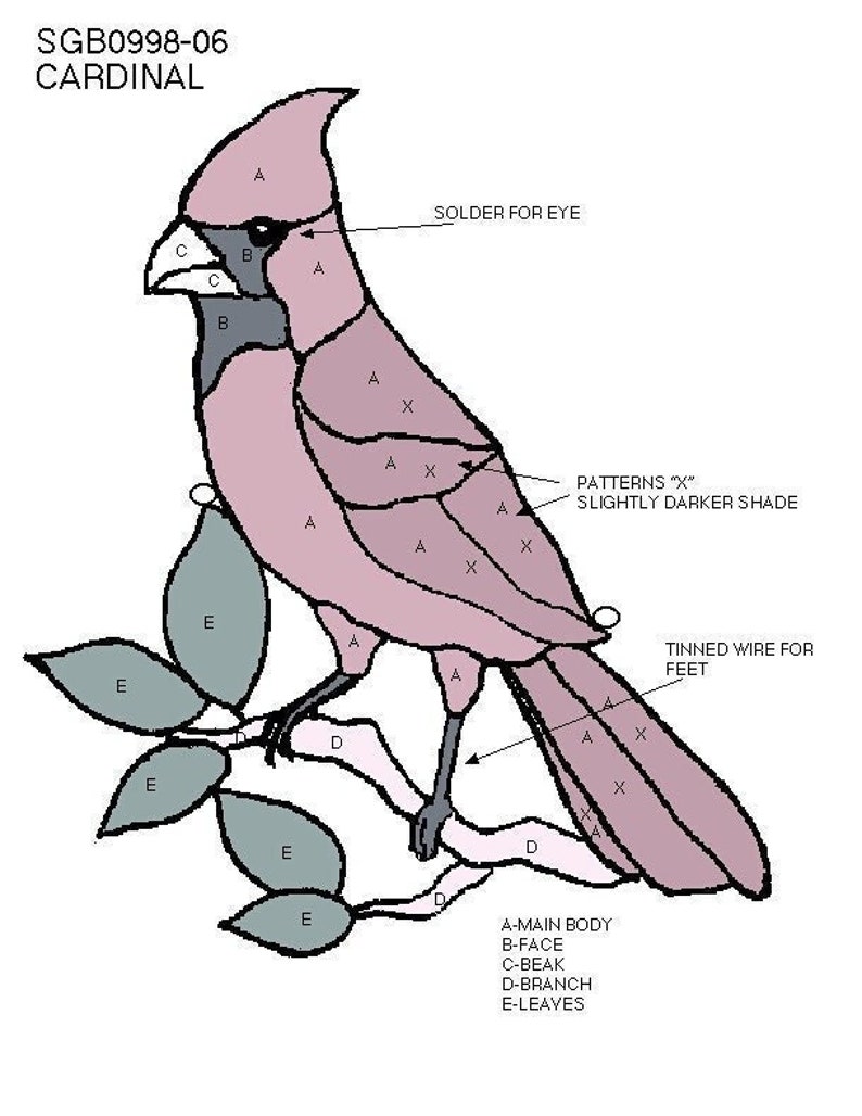 Cardinal Stained Glass Pattern - Etsy