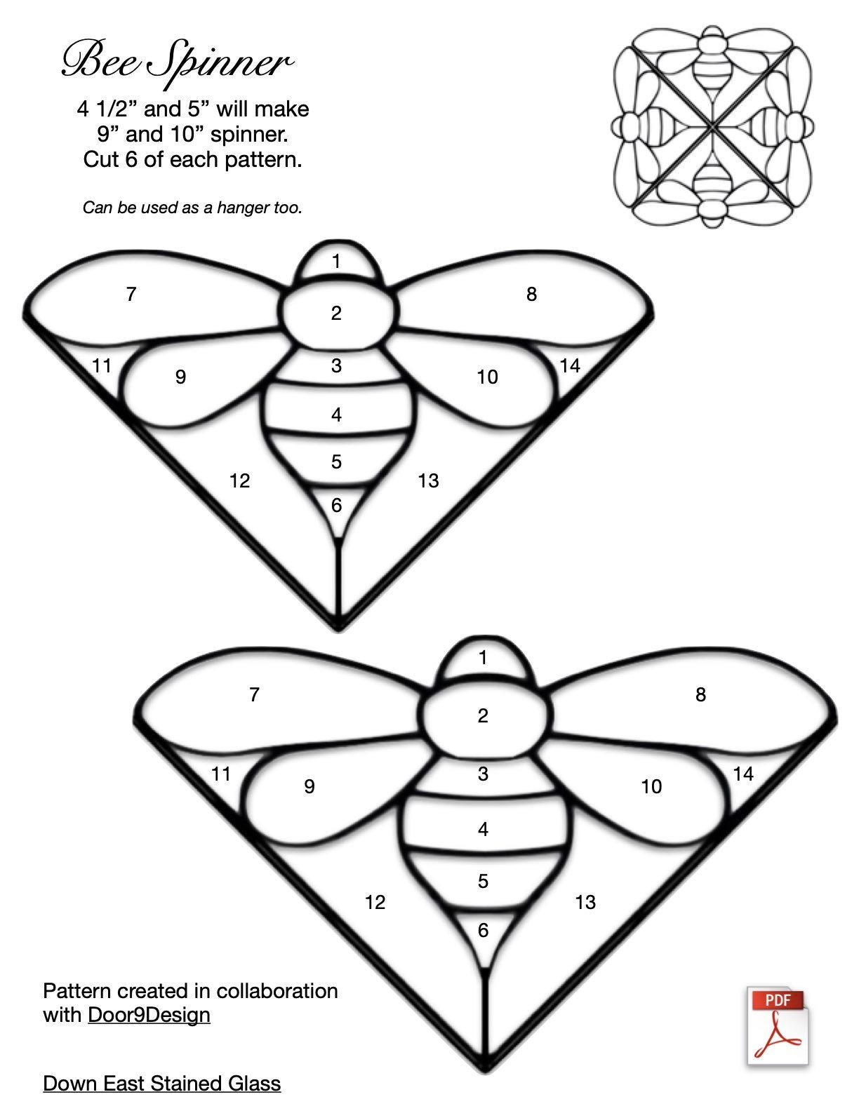 Bee Honeycomb Spinner Stained Glass Pattern Set - Etsy