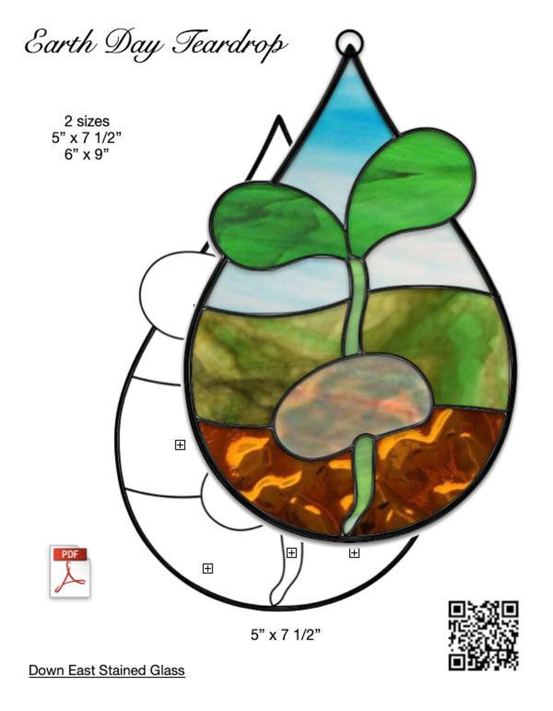 Earth Day Teardrop Stained Glass Pattern - Etsy