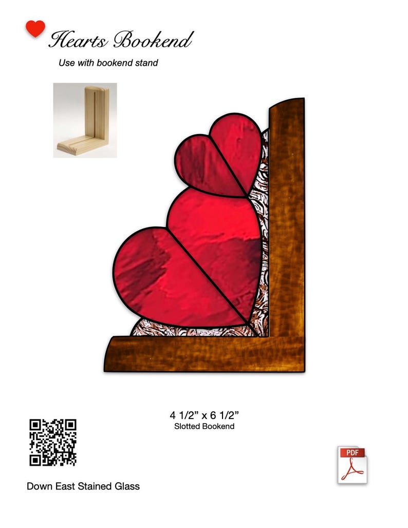 Hearts Bookends Stained Glass Pattern - Etsy