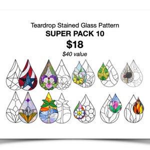 Teardrop Stained Glass Pattern Super Pack 10 - Etsy