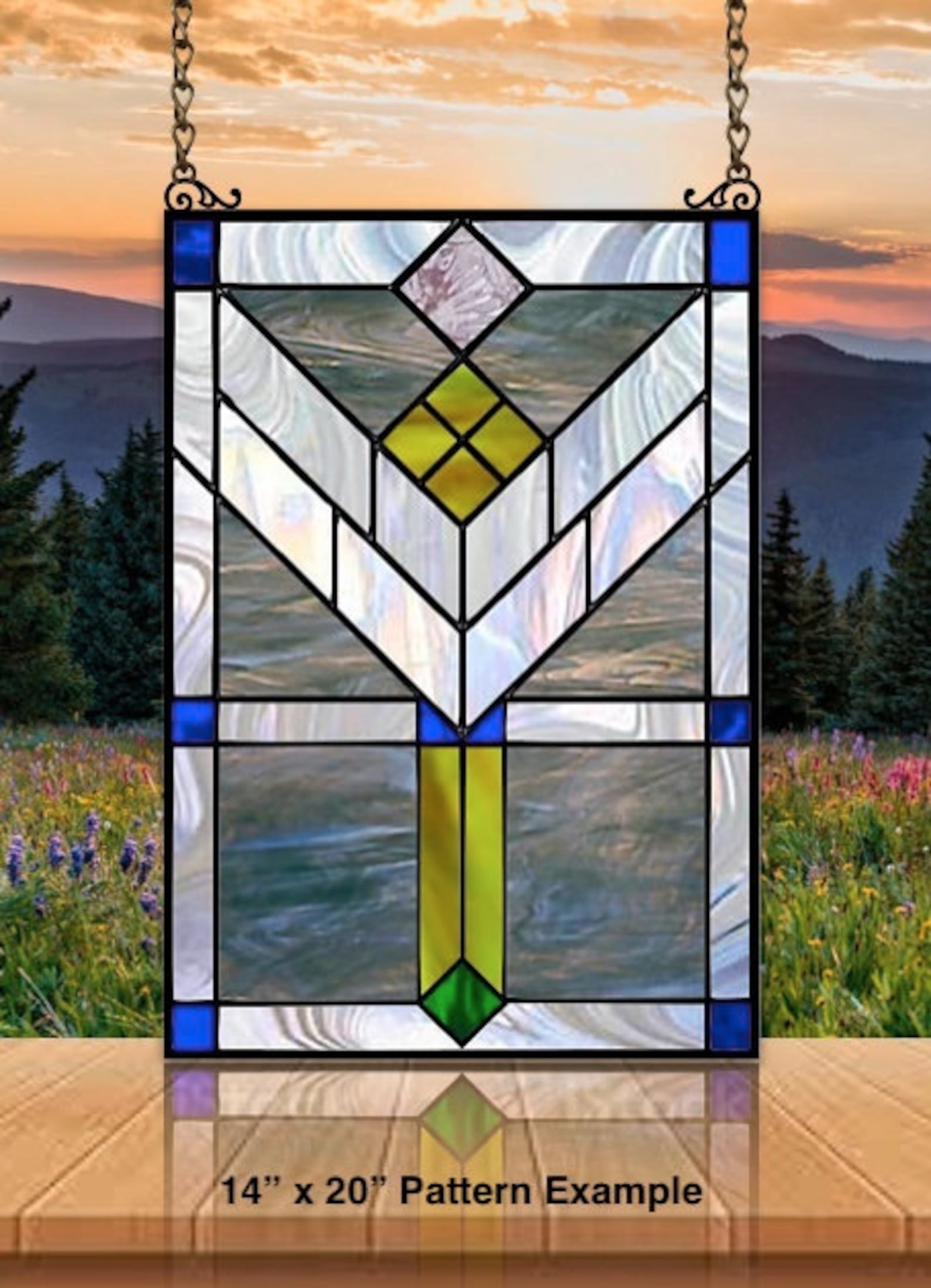 FLW (frank Lloyd Wright) Window Insert Stained Glass Pattern - Etsy